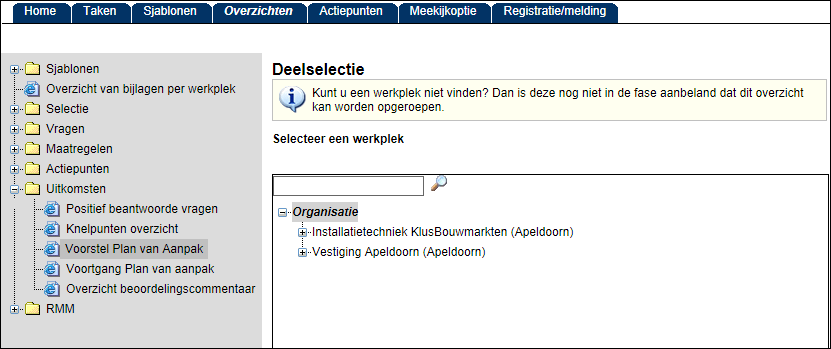 Gebruiker > Overzichten
